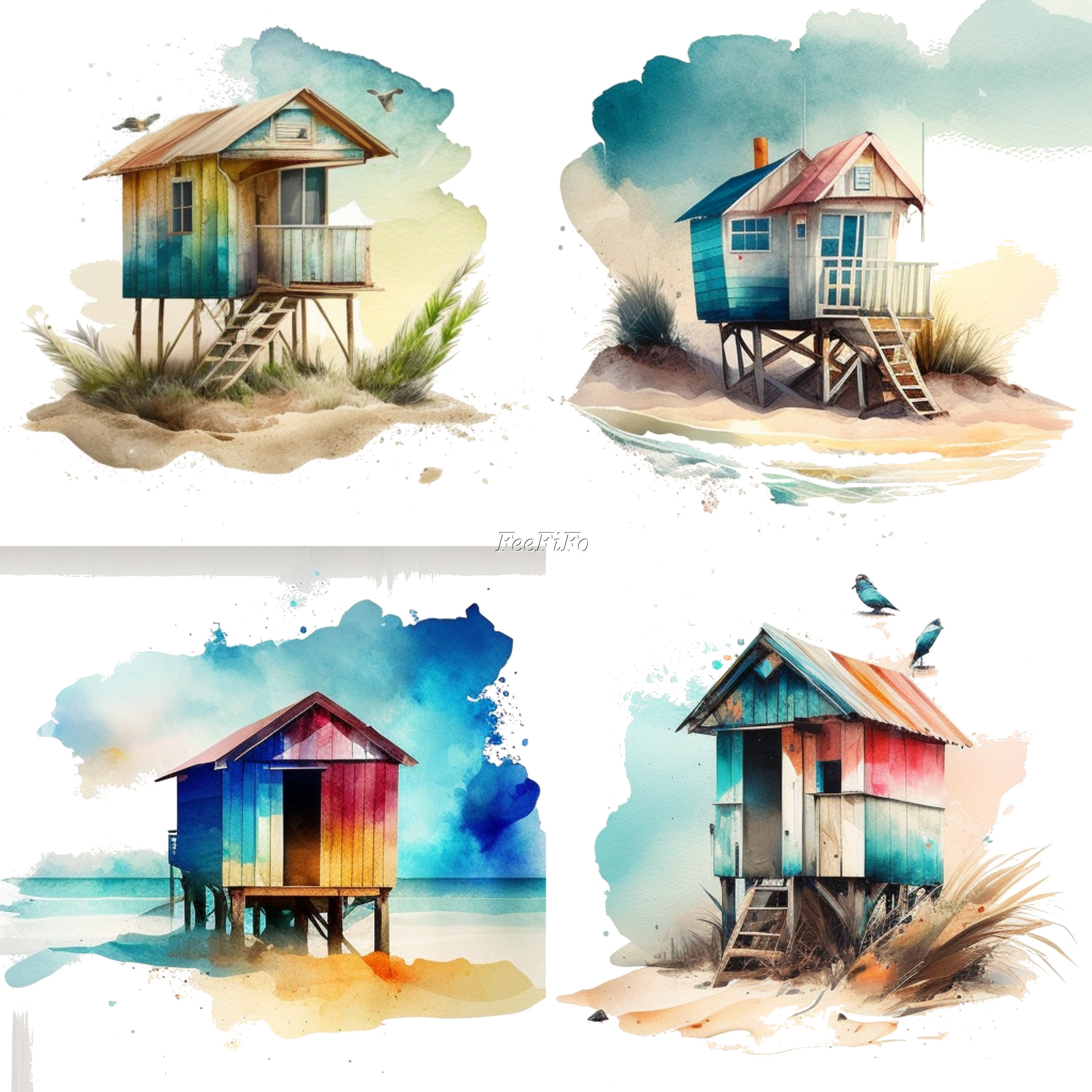 Beach Hut Clipart Summer Sea Boat Sublimation PNG - Etsy