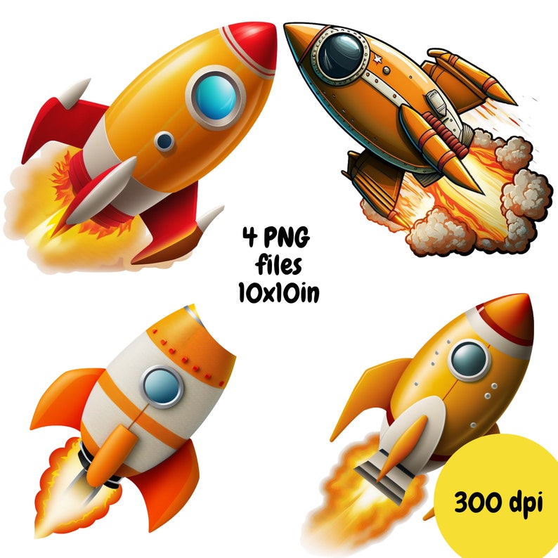 Rocket Ship Print Rocket Ship Clipart Watercolor Print - Etsy