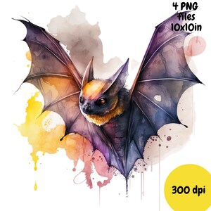 Bat Watercolor, Digital Downloads, Bat Clipart, Bat PNG, Bat Wall Art ...
