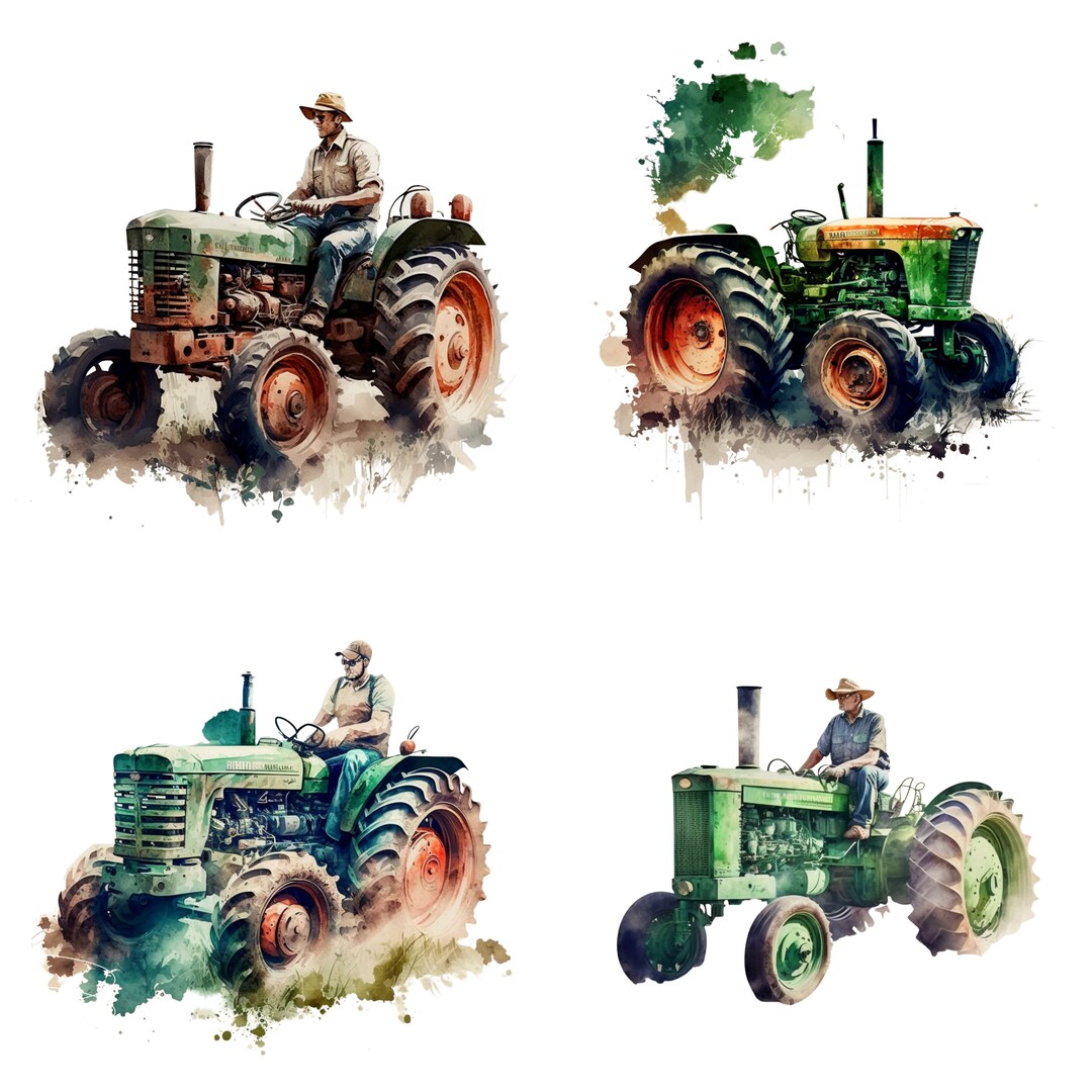 Farmer Clipart, Watercolor Tractor,tractor Sublimation,tractor Farmer ...