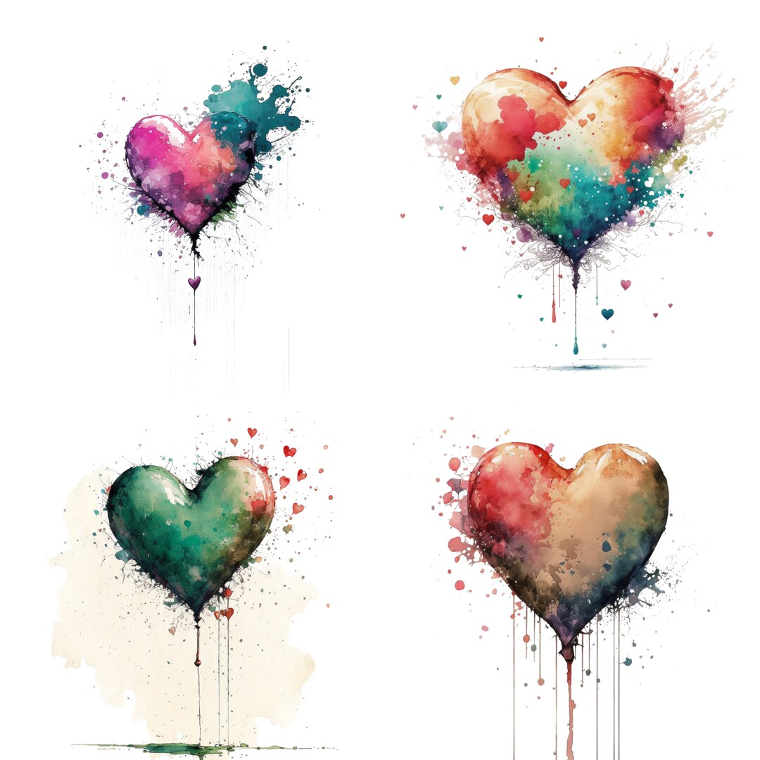 Watercolor Valentine, Valentine Clipart, Colorful Heart Clipart ...