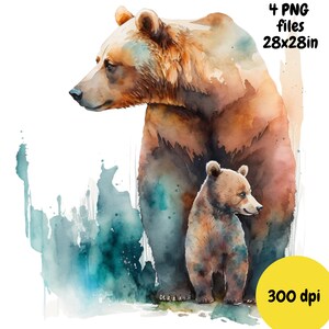 Mom and Baby Bear Watercolor, Digital Downloads, Clipart PNG - Etsy