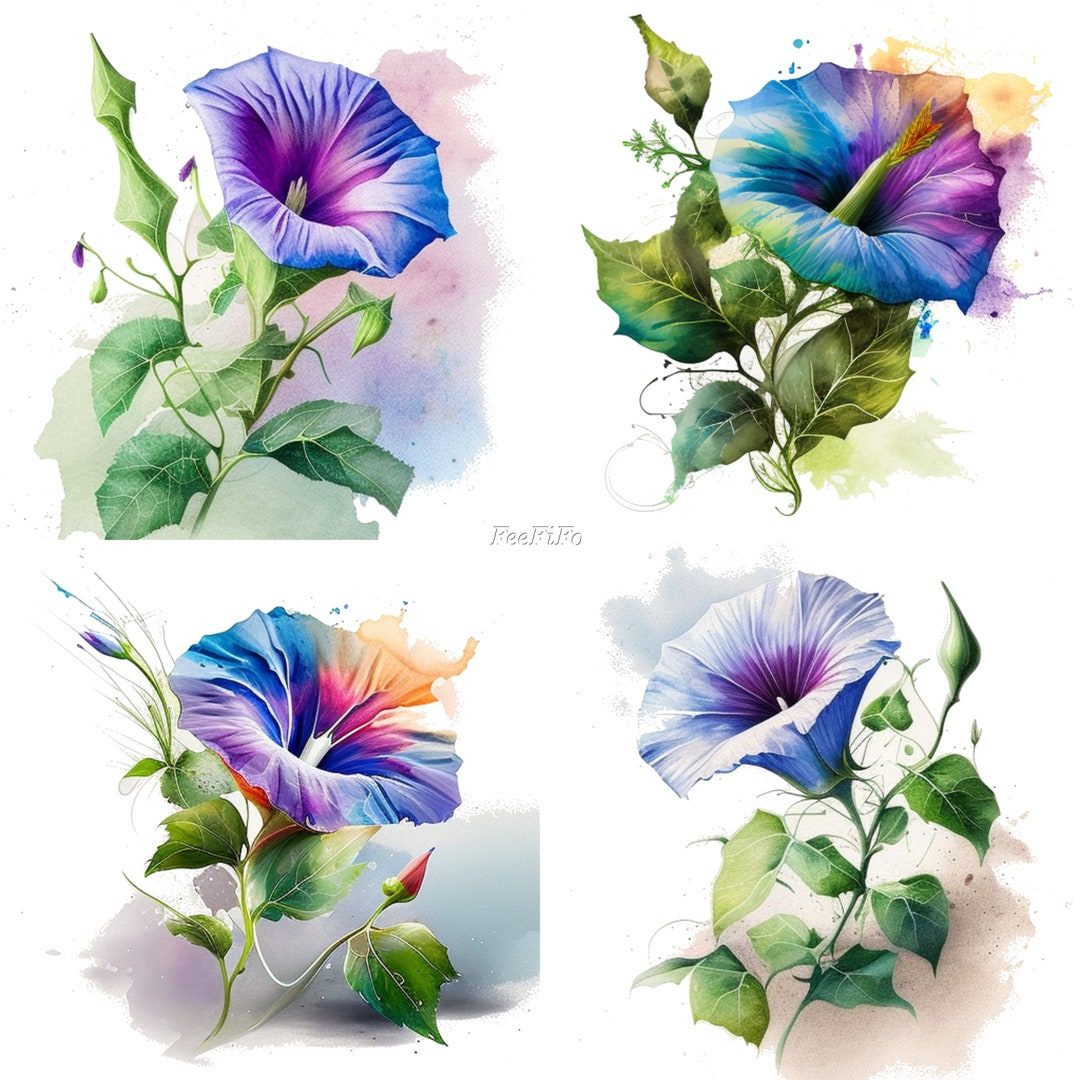Watercolor Morning Glory, Morning Glory Clipart, Watercolor Flower ...