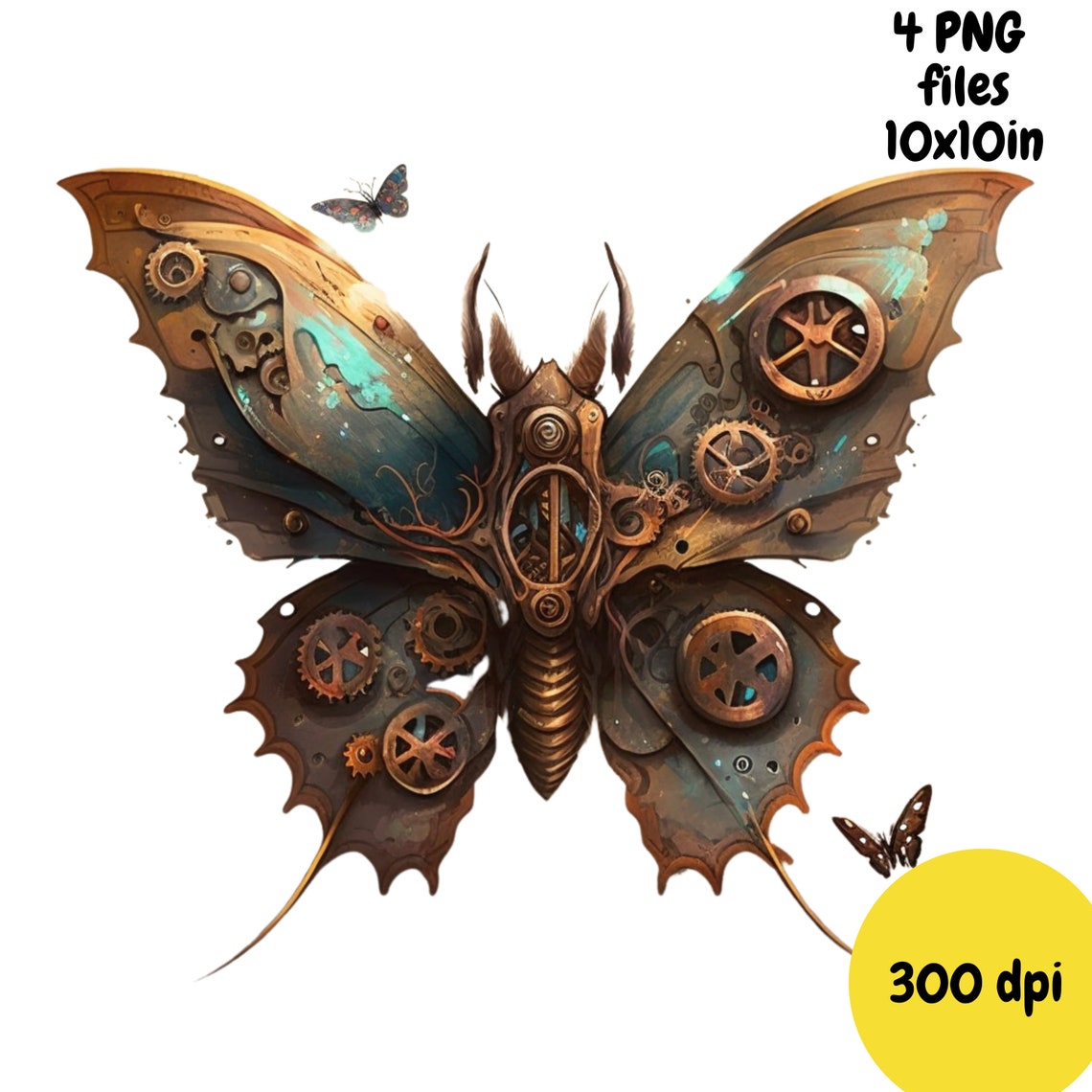 Watercolor Steampunk Moth Steampunk Moth Clipart - Etsy