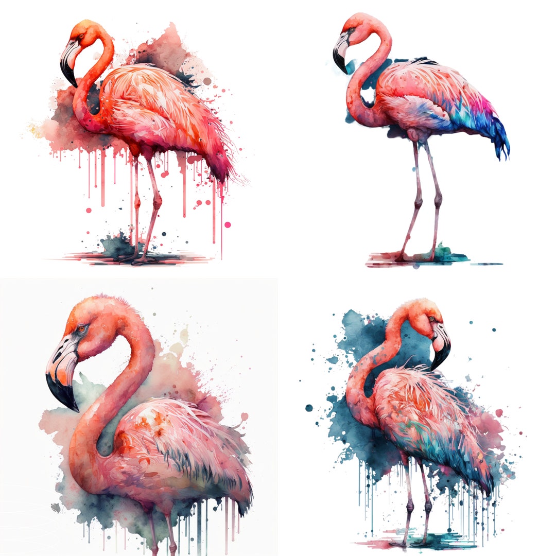 Watercolor Flamingo Clipart, Tropical Clip Art, Summer Clipart, Png ...