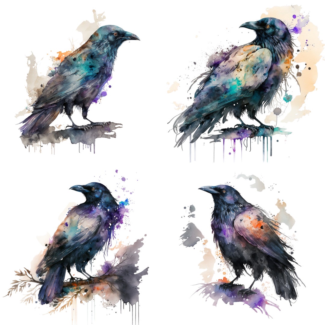 Crow Watercolor Clipart, Crow Watercolor, Crow Clipart PNG, Printable ...