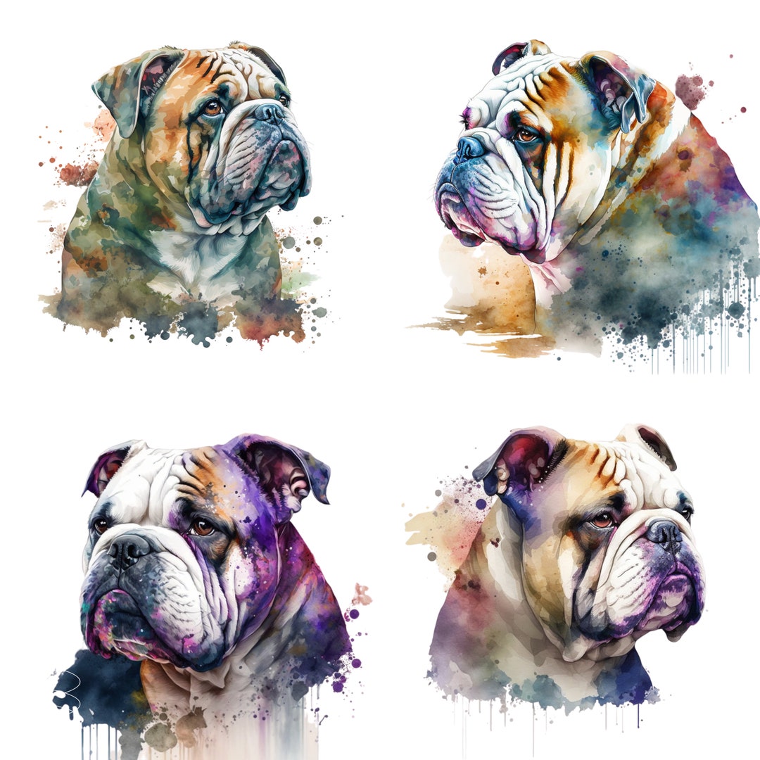 Bulldog Art Print, Bulldog Print,bulldog Watercolor, Bulldog Clipart ...