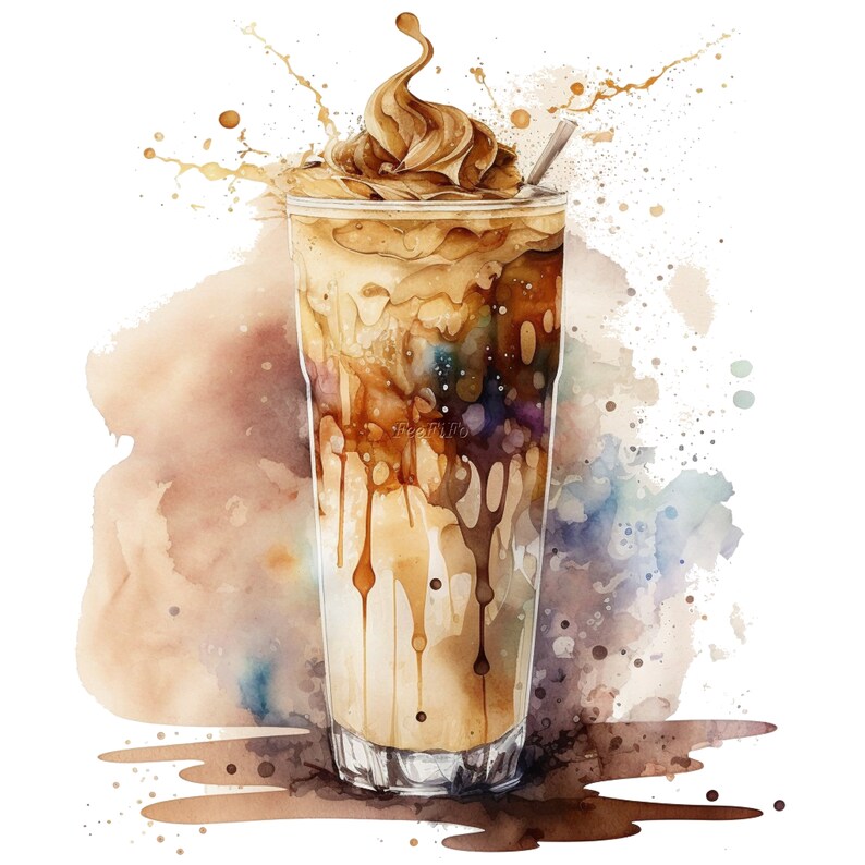 Iced Coffee Clipart Watercolor Iced Coffee Sublimation PNG - Etsy
