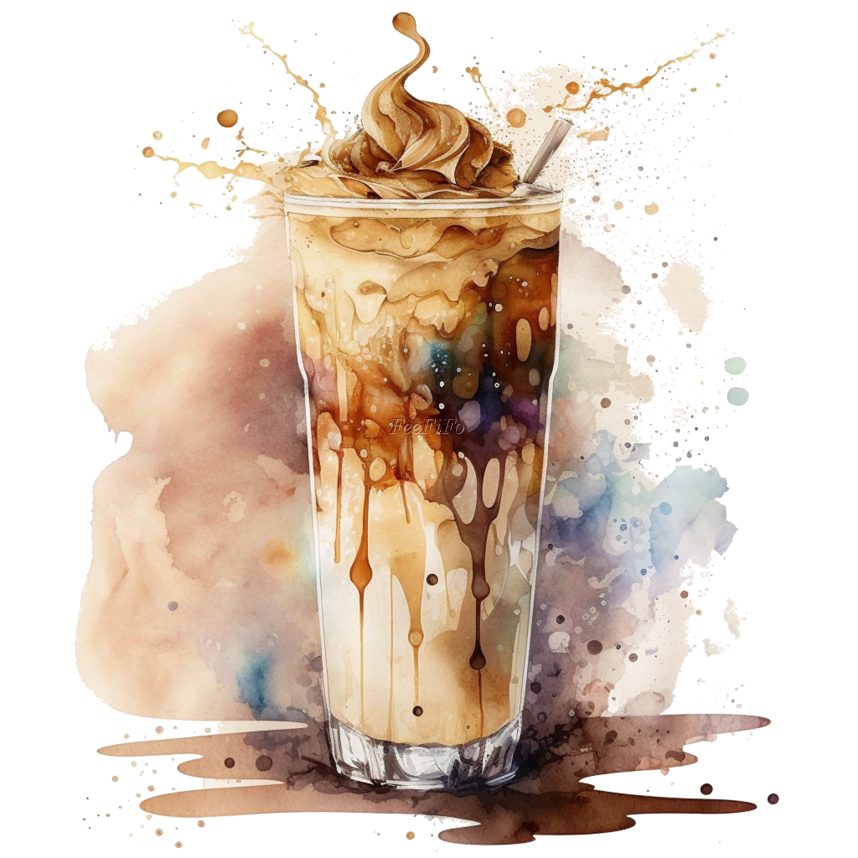 Iced Coffee Clipart Watercolor Iced Coffee Sublimation PNG - Etsy
