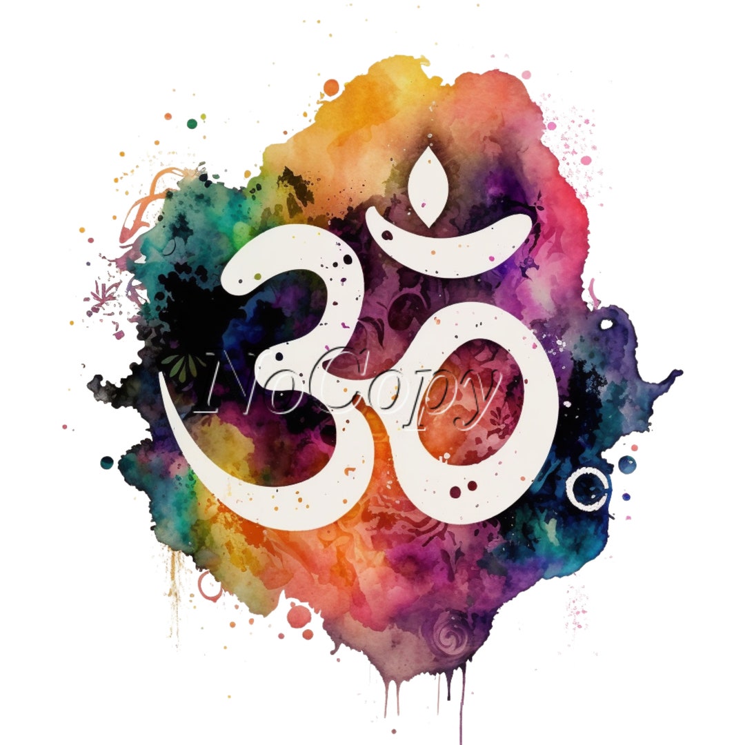 Om Symbol Watercolor Print, Yoga Art Print, Yoga Decor, Aum Ohm Om ...