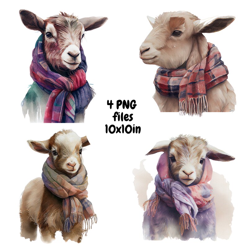 Boho Goats Wearing Scarves Clipart PNG Goat Clipart Digital - Etsy