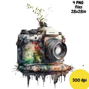 Camera Watercolor, Digital Downloads, Camera Clipart, Camera PNG ...