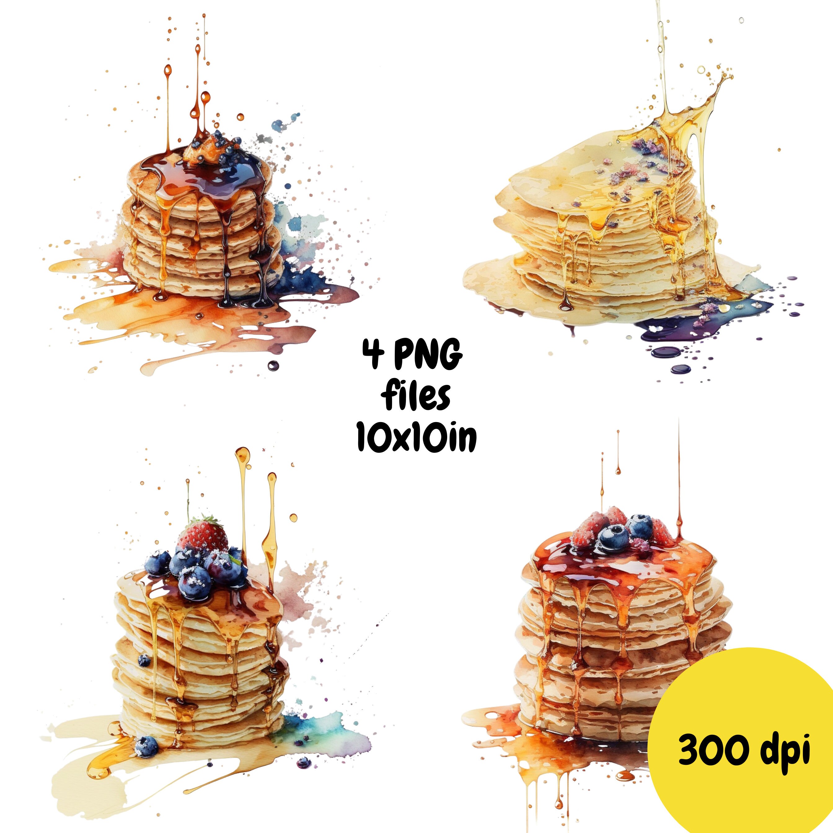 Pancake Watercolor Digital Downloads Pancake Clipart - Etsy