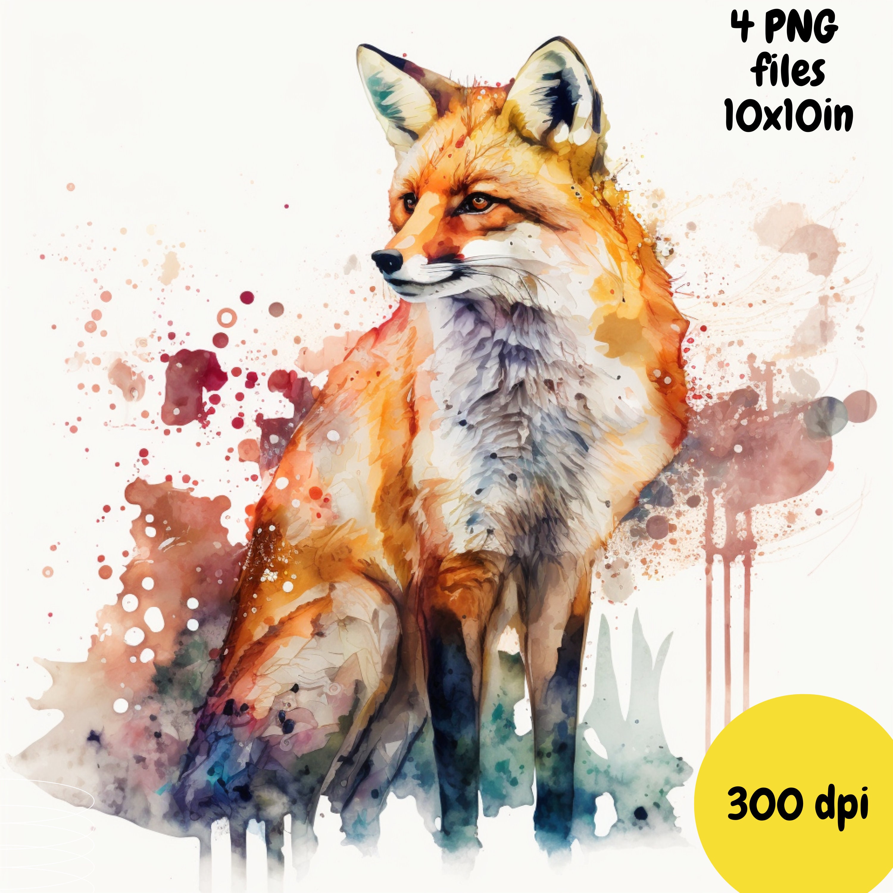 Watercolor Fox Clipart Fox Decor Wall Art Fox PNG - Etsy