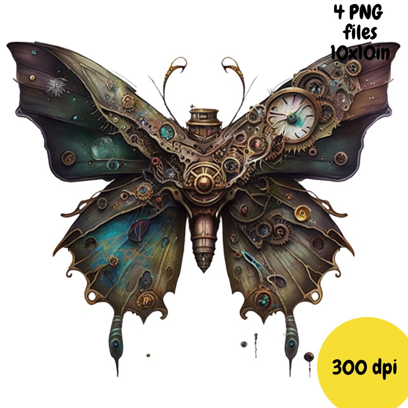 Watercolor Steampunk Moth Steampunk Moth Clipart - Etsy