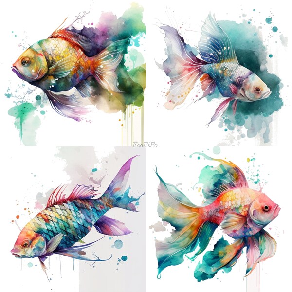Watercolor Fish - Etsy