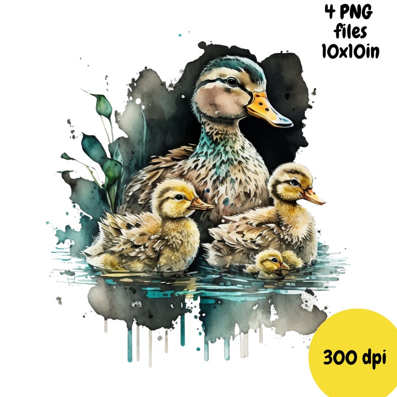 Mom and Baby Duck Watercolor Clipart Mom and Baby Duck - Etsy