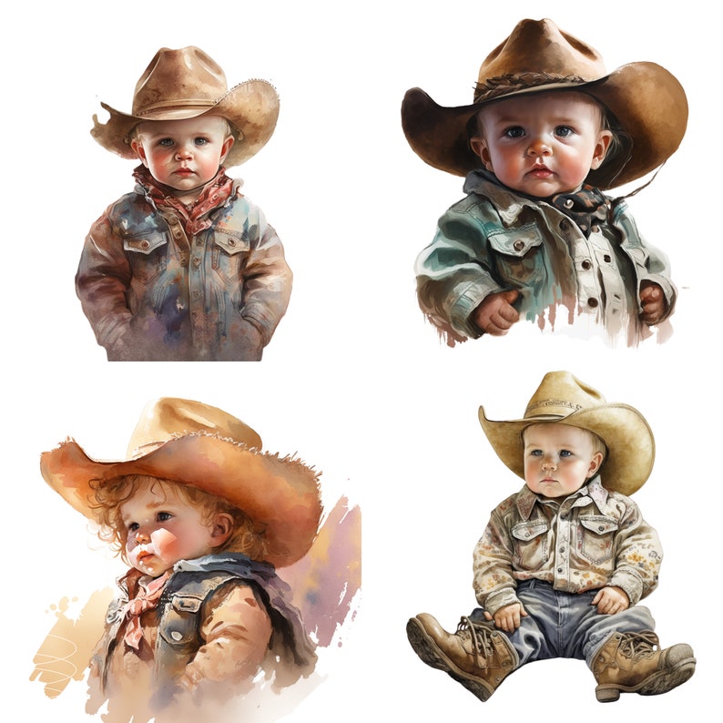 Baby Cowboy Clipart Watercolor Boy With Horse Sublimation PNG - Etsy