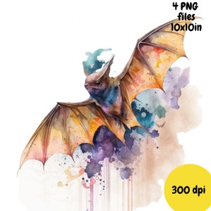 Bat Watercolor, Digital Downloads, Bat Clipart, Bat PNG, Bat Wall Art ...
