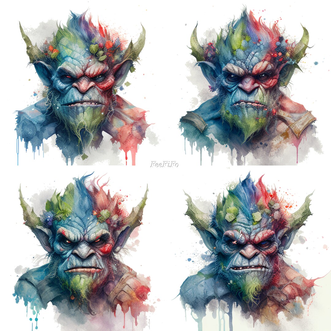Troll Watercolor, Digital Downloads, Troll Clipart, Troll PNG, Troll ...