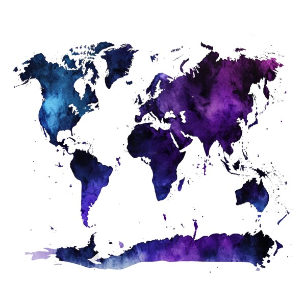 Purple World Map - Etsy