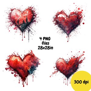 Watercolor Valentine, Valentine Clipart, Red Heart Clipart, Valentine ...