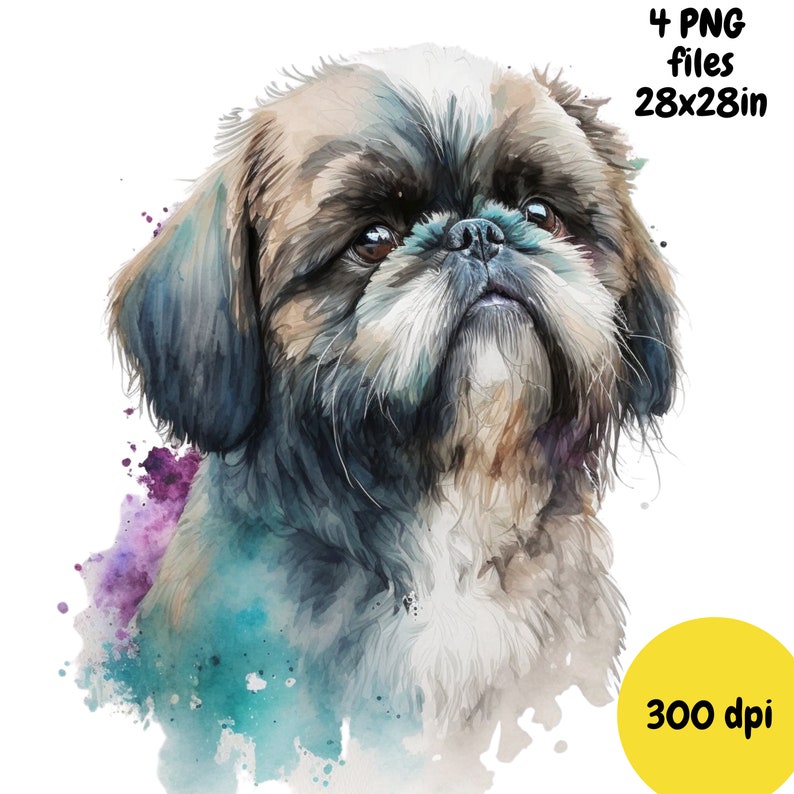 Shih Tzu Art Print Shih Tzu Watercolor Clipart Cute Dog - Etsy