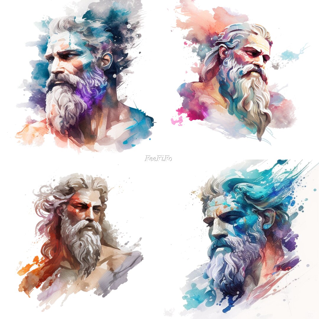 Zeus Watercolor, Digital Downloads, Zeus Clipart, Zeus PNG, Zeus Wall ...