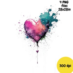 Watercolor Valentine, Valentine Clipart, Colorful Heart Clipart ...