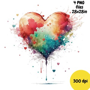 Watercolor Valentine, Valentine Clipart, Colorful Heart Clipart ...