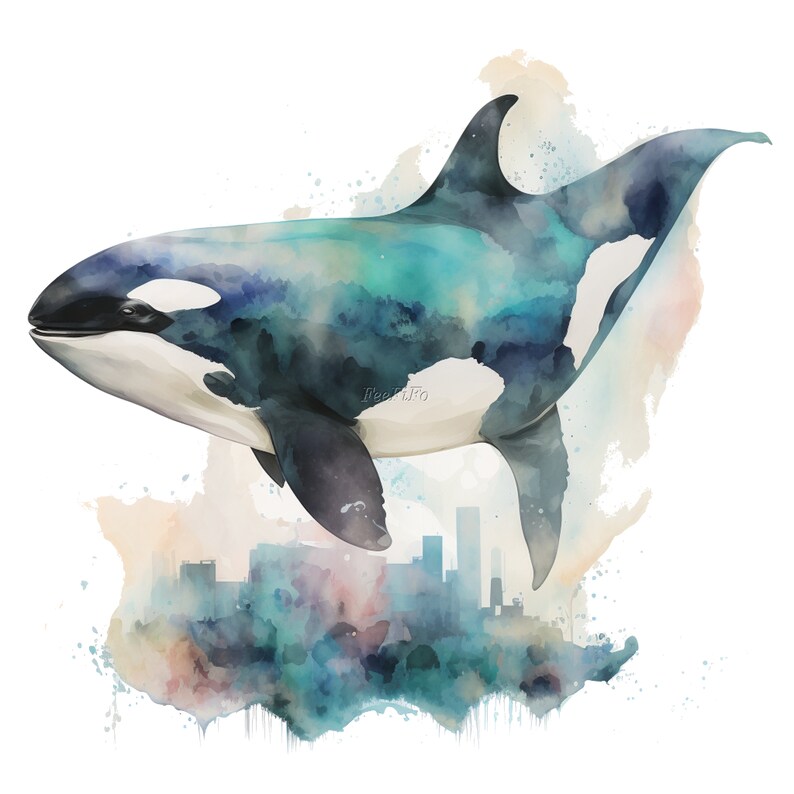 Orca Watercolor Digital Downloads Orca Clipart Orca PNG - Etsy