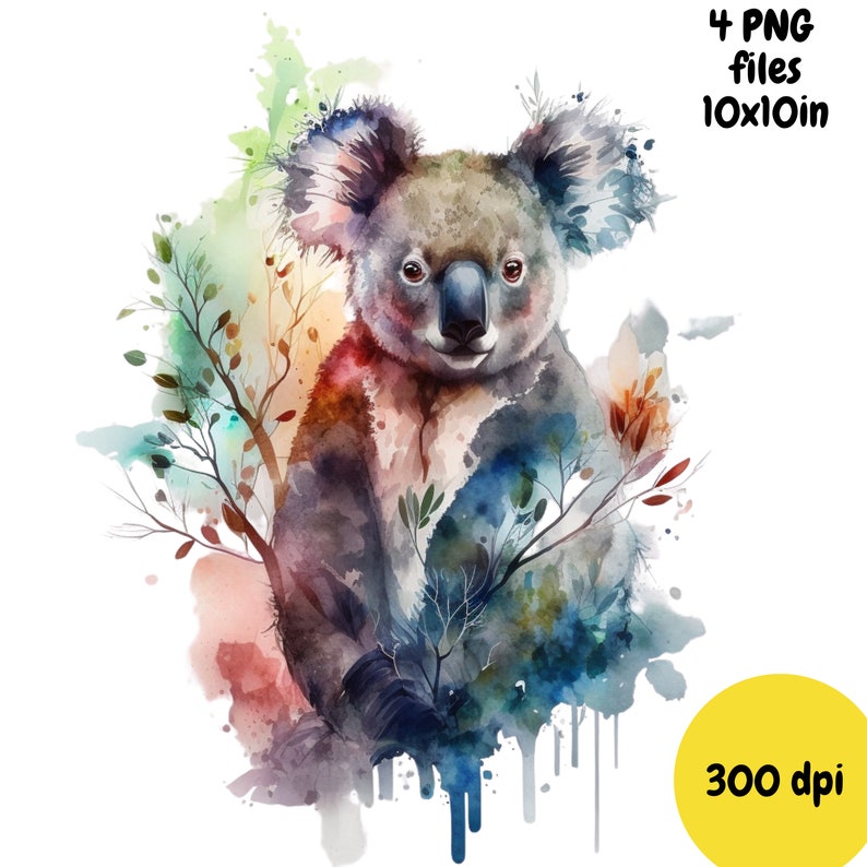 Watercolor Koala Clipart Koala Decor Wall Art Koala PNG - Etsy