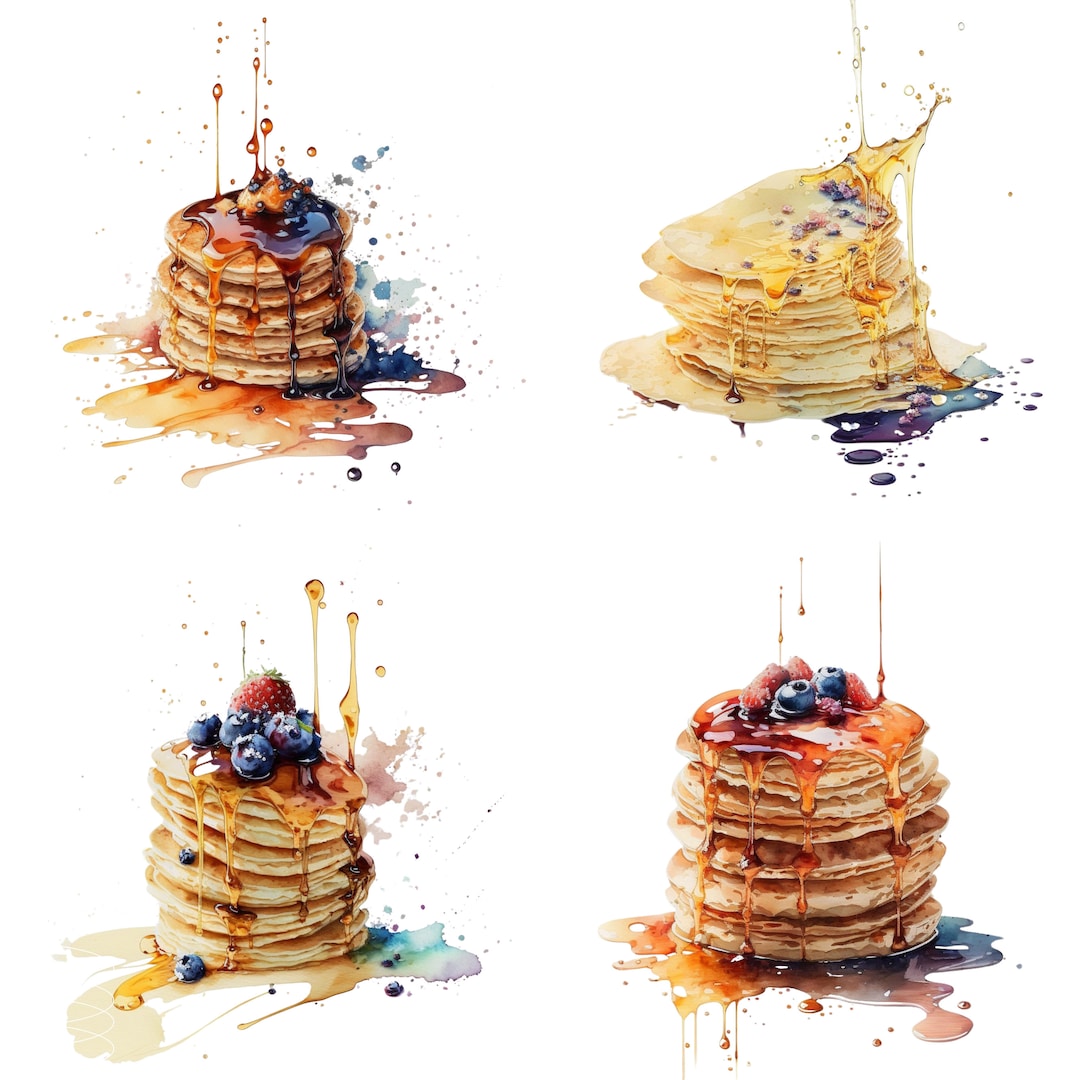 Pancake Watercolor, Digital Downloads, Pancake Clipart, Pancake PNG ...