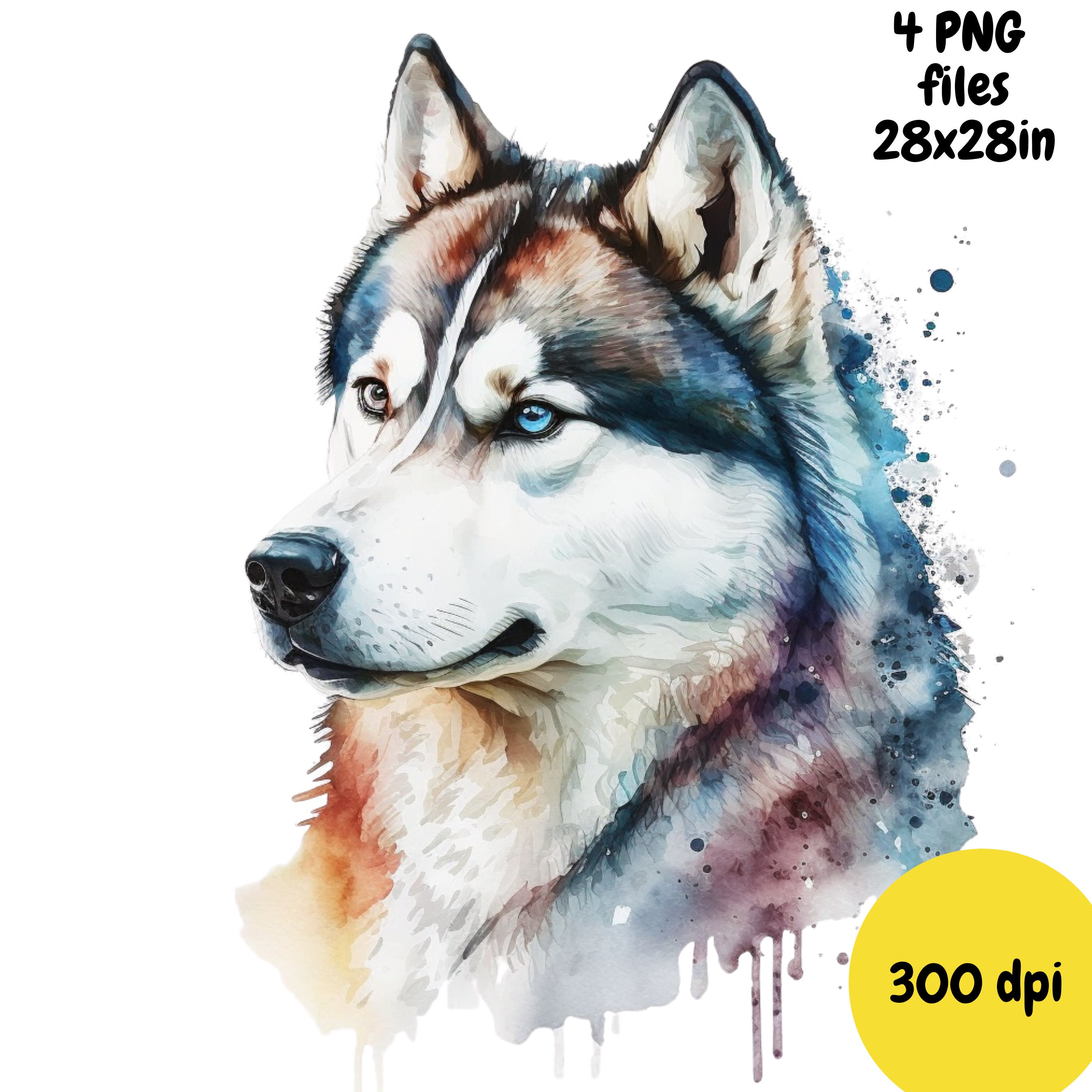Husky Art Print Husky Printhusky Watercolor Husky Clipart - Etsy