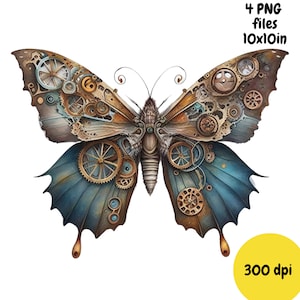 Watercolor Steampunk Moth, Steampunk Moth Clipart, Sublimation ...