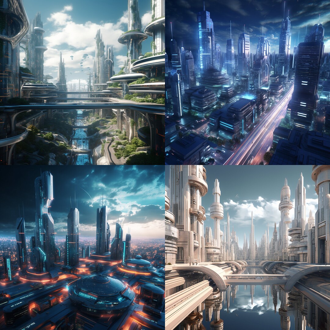 Virtual Art Evolution, 3D Rendered Futuristic Cityscape, Pushing the ...