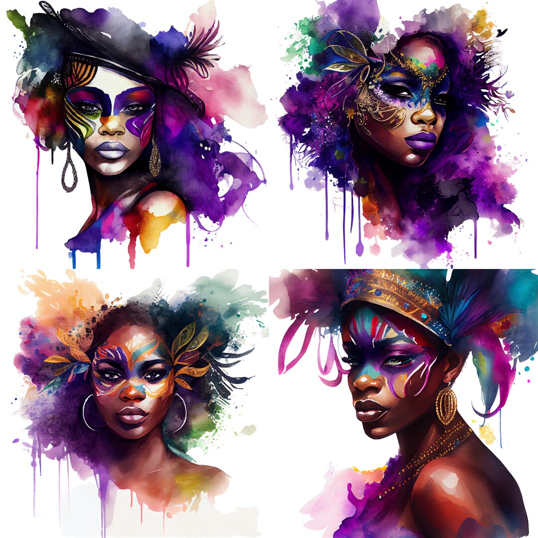 Mardi Gras Women Colorful Png, Mardi Gras Girl Png, Afro Mardi Gras Png ...