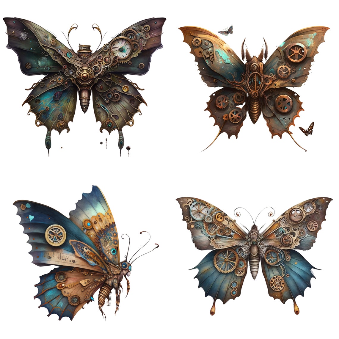 Watercolor Steampunk Moth Steampunk Moth Clipart - Etsy