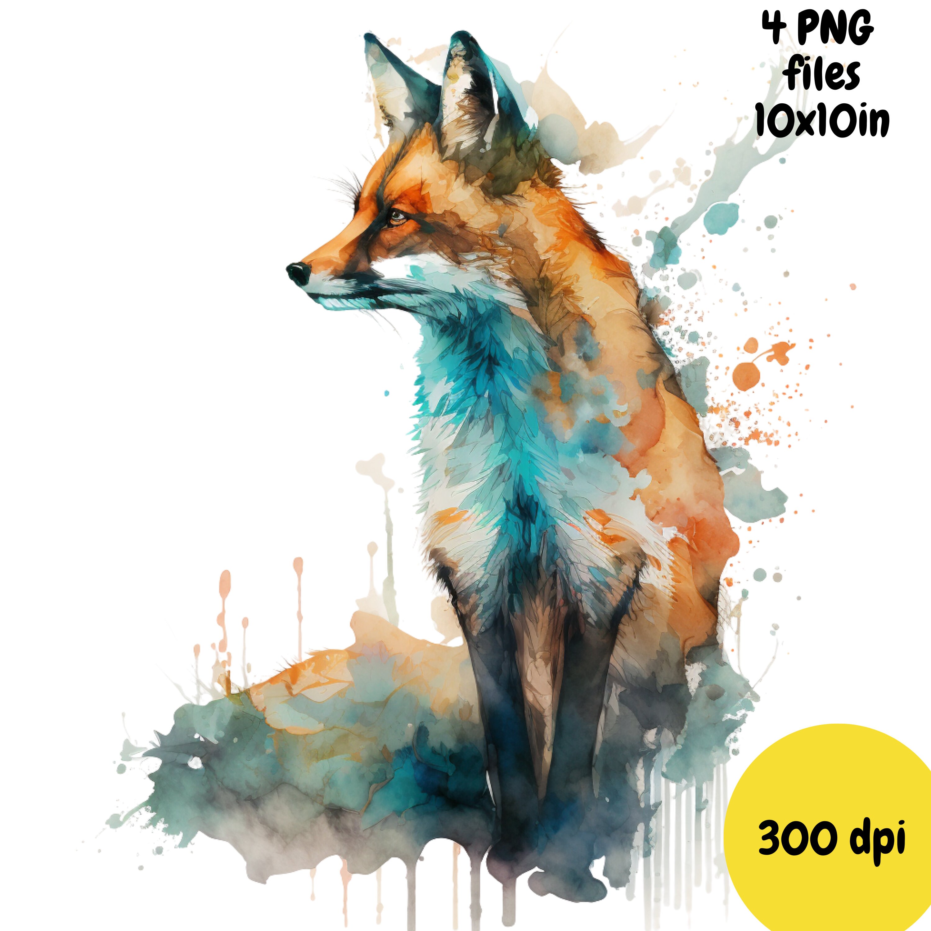 Watercolor Fox Clipart Fox Decor Wall Art Fox PNG - Etsy
