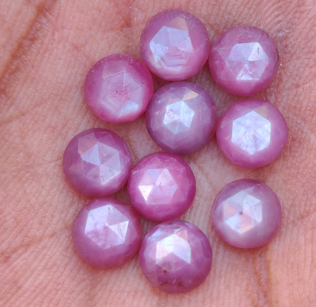 10 Pieces Natural Ruby Silk Round Shape Rose Cut Gemstone , Size 6 MM ...