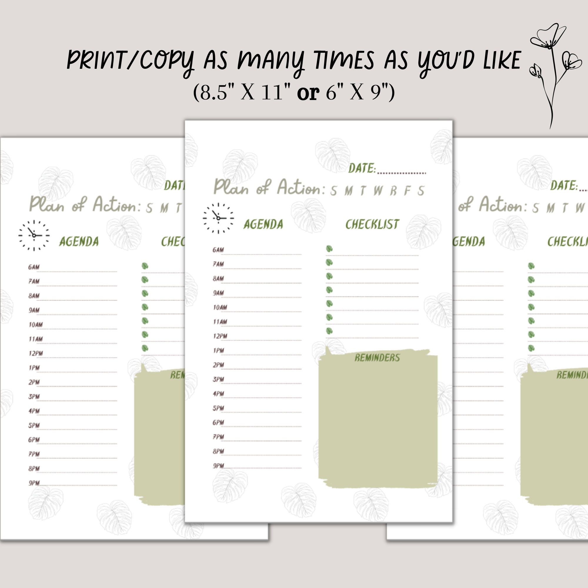 Daily Checklist & Planner-printable Pdf-undated-digital Tablet Planner ...