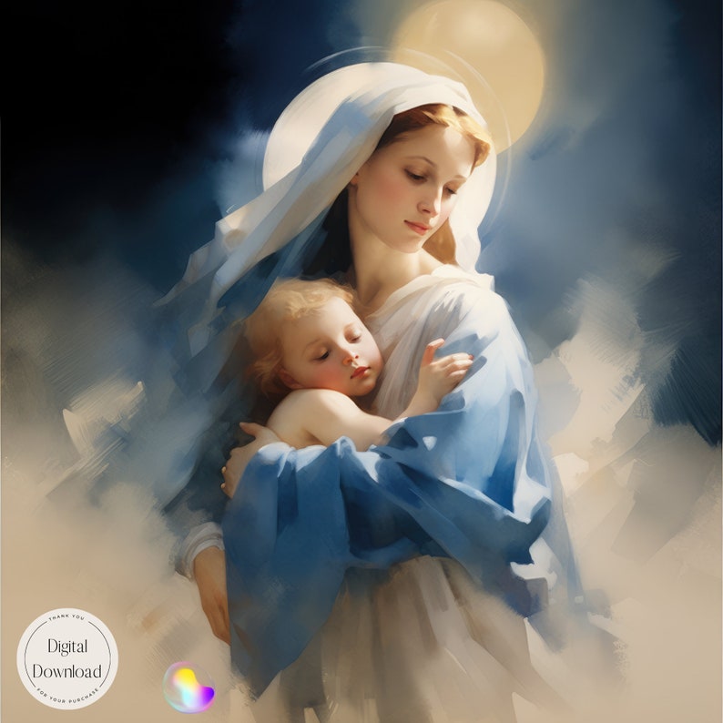 Mother Mary and Baby Jesus Printable Art 30 | Instant Download ...