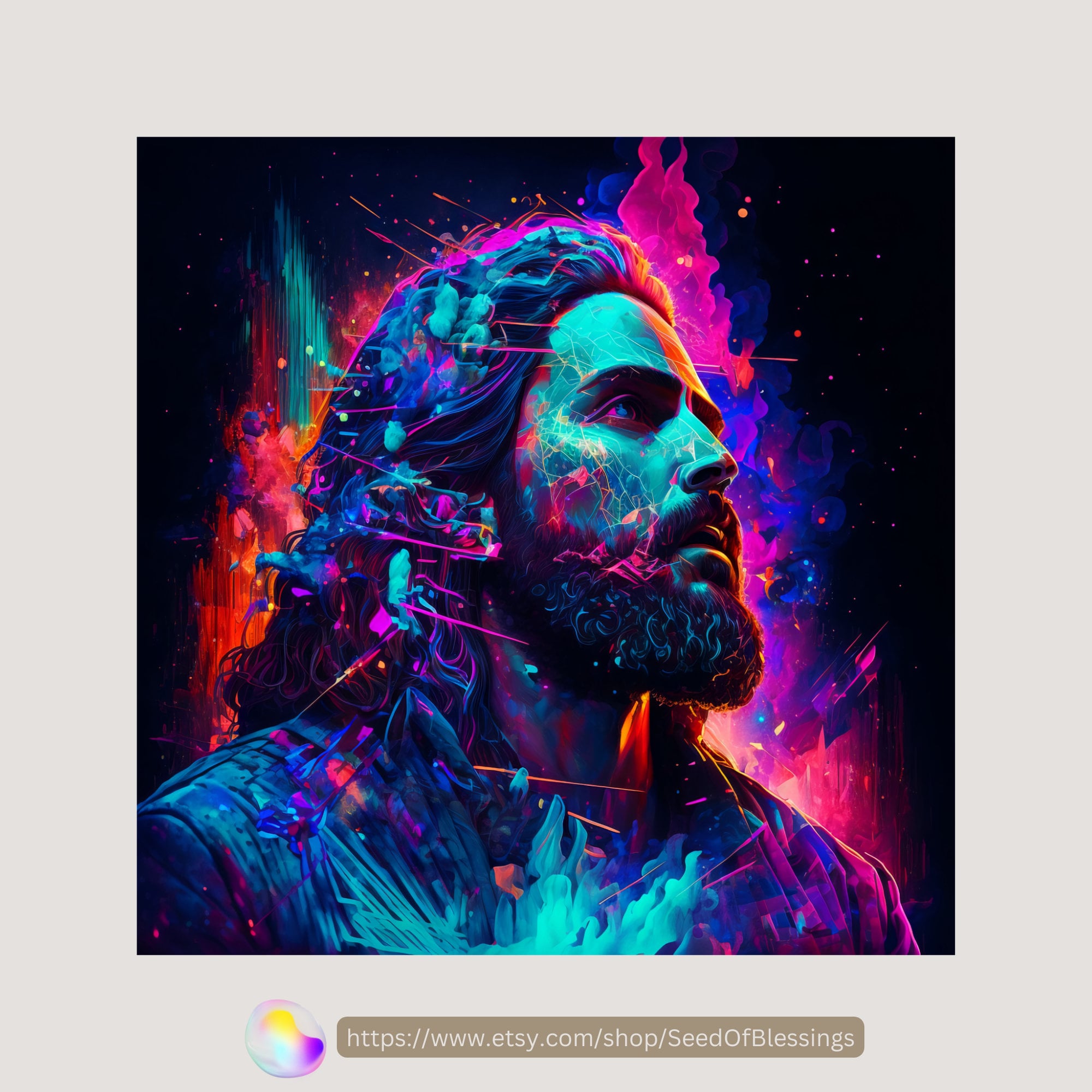 Jesus Christ Portrait Illustration Poster Synthwave Jesus Cyberpunk ...