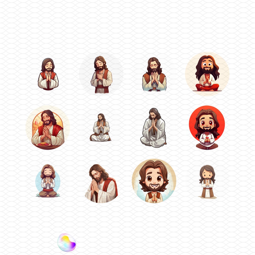 12x Cute Chibi Jesus Christ Sticker Sheet - Circle Stickers 24 | Prayer ...