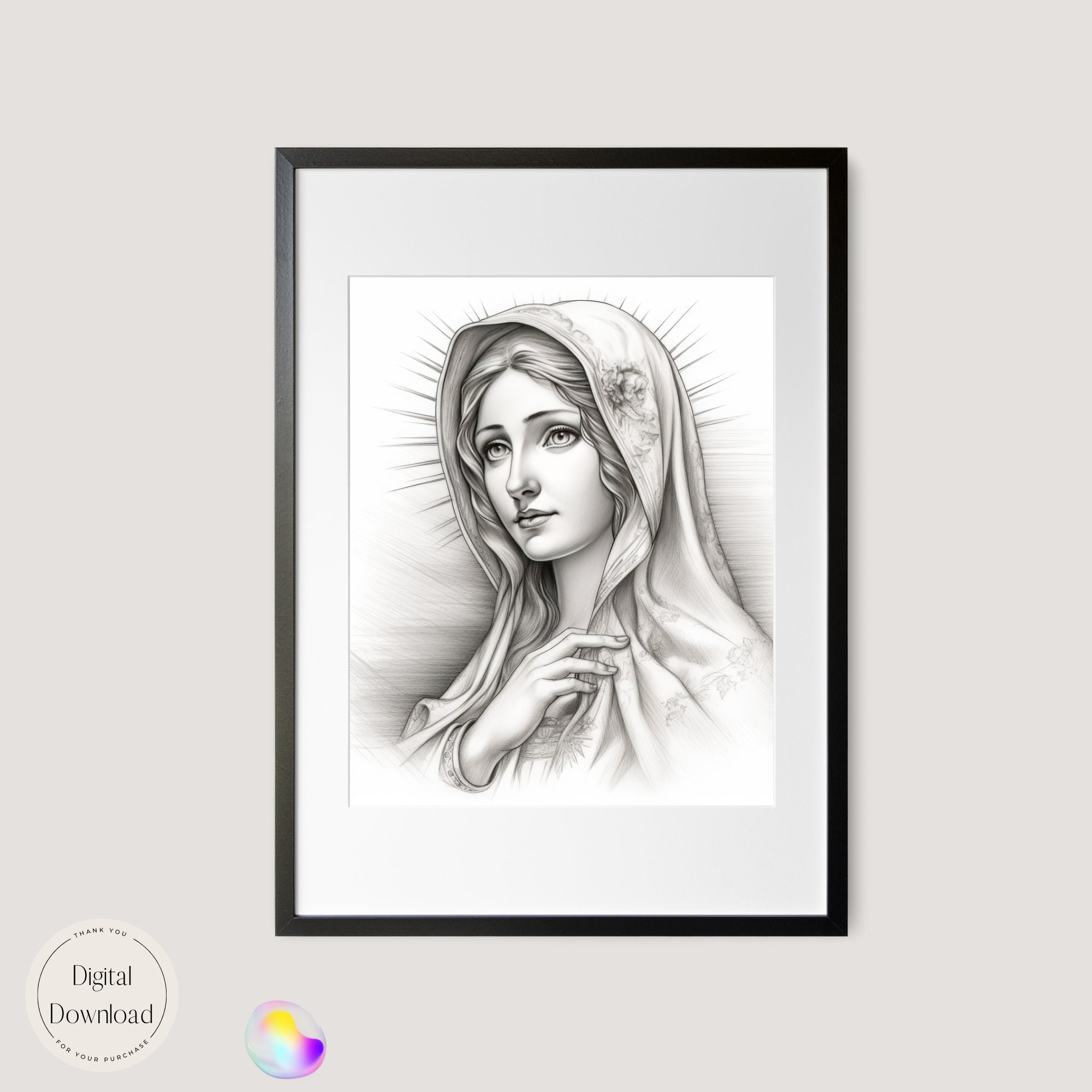 Spiritual Mary Portrait Printables | Mother Mary Religious Printable ...