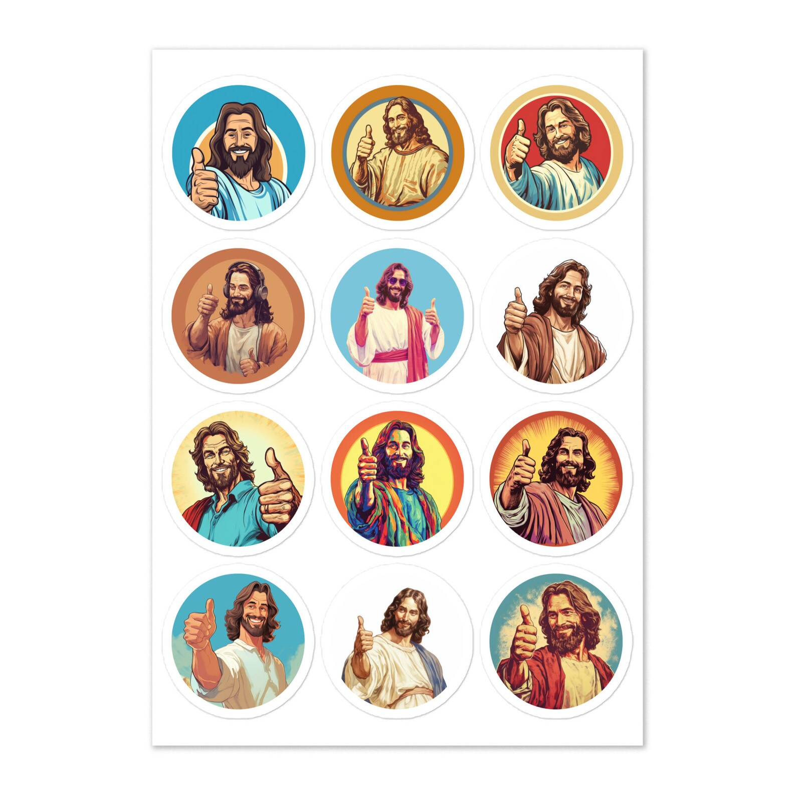 Jesus Giving You A Thumb up | Jesus Christ Sticker Sheet - Circle ...