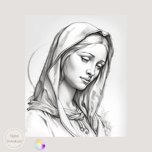 Spiritual Mary Portrait Printables | Mother Mary Religious Printable ...