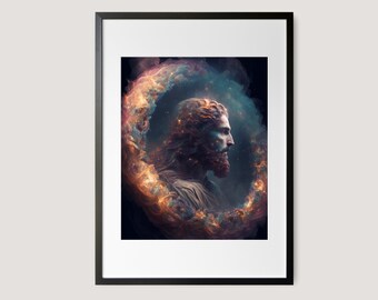 Jesus Christ Portrait Illustration Poster Galaxy Jesus - Etsy