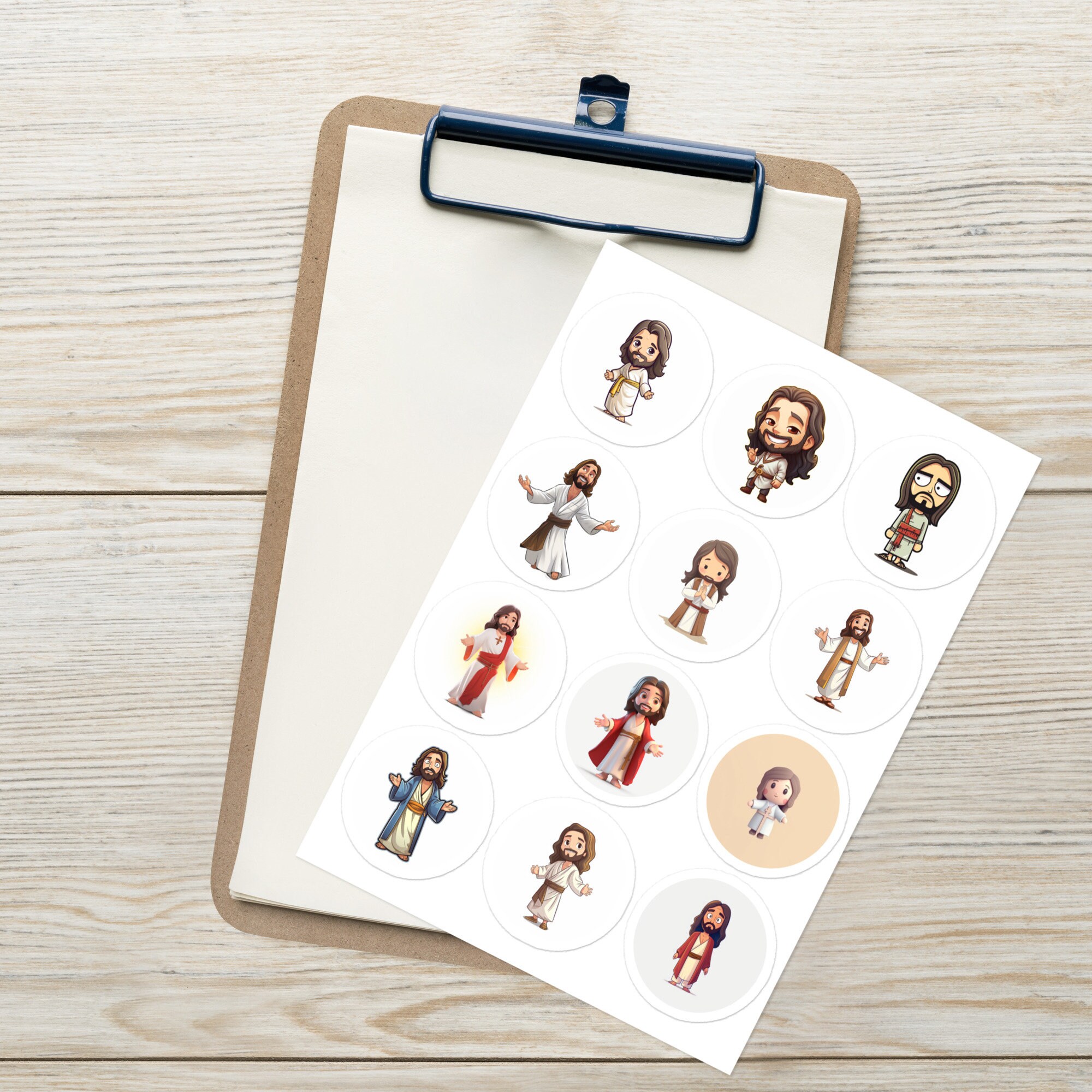 12x Cute Chibi Jesus Christ Sticker Sheet - Circle Stickers 57 | Ideal ...