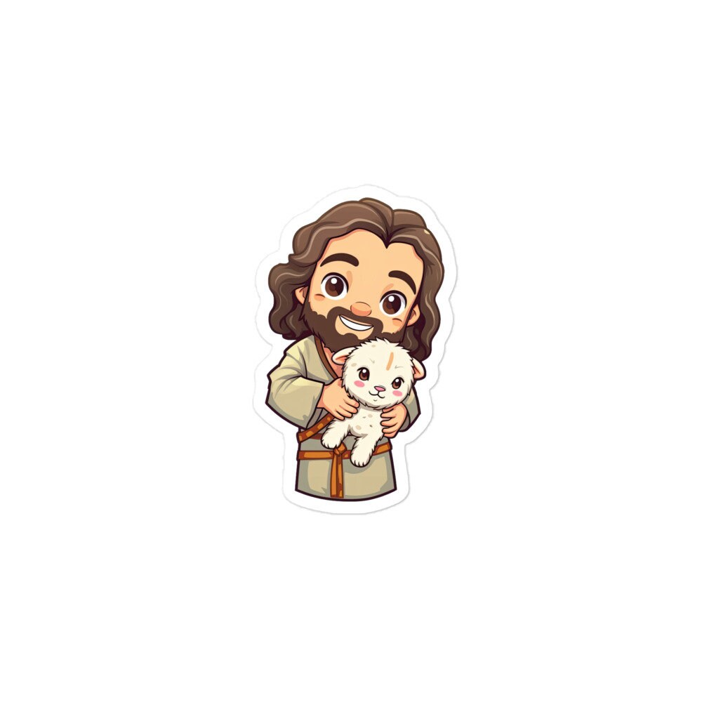 Jesus With Animal Sticker, Cute Jesus Sticker, Jesus Christ Sticker ...